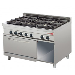 ARISCO GR932 gas stove with 6 burners and GN2/1 gas oven - 900 series