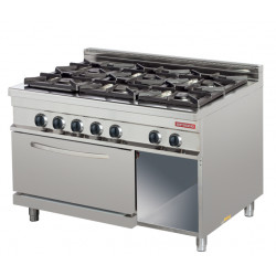 ARISCO GR932E gas stove with 6 burners and GN2/1 electric oven - 900 series